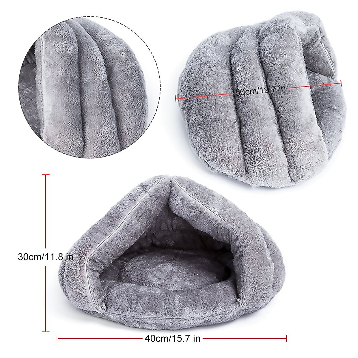 VeMee Cat Bed Cat Sleeping Bag Sleep Zone for Puppy Cat Rabbit Bed Small Animals Shearling Sleeping Bag (Grey)