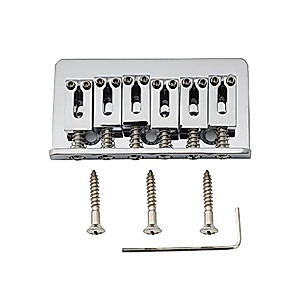 Musiclily Pro 54mm Modern Hardtail Fixed Bridge for Import Strat Tele Style Electric Guitar, Chrome