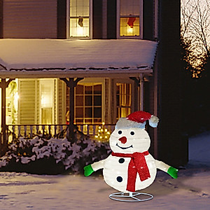 Twinkle Star 2FT Lighted Pop Up Christmas Snowman Decorations, Pre-Lit Light Up 48 LED Warm White Lights, Collapsible Easily Metal Stand Easy-Assembly Reusable for Holiday Xmas Indoor Outdoor Décor