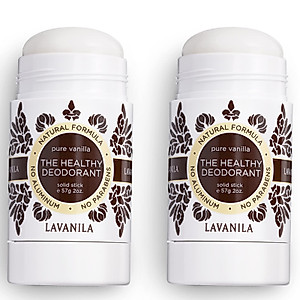 Lavanila Pure Vanilla Natural Aluminum Free Deodorant 2-Pack - The Healthy Deodorant for Men and Women, Solid Stick (2 Ounce Each), Vegan