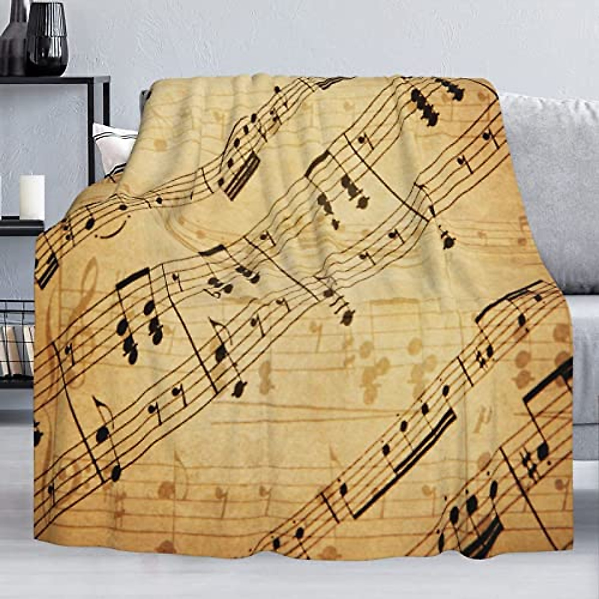 FeHuew Retro Piano Music Score Soft Throw Blanket 40x50 inch Lightweight Flannel Fleece Blanket for Couch Bed Sofa Travelling Camping for Kids Adults