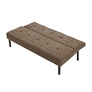 Panana Modern Convertible Futon Sofa Bed for Compact Small Space Living Room Apartment (Brown)