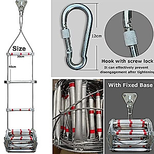 FGQCBBYC Emergency Fire Escape Ladder 2-6 Storey, Flame Resistant Rope Ladder Portable Aluminum Alloy Soft Ladder, Fire Ladder for Indoor or Outdoor Play Set,Tree House, Playground,26FT/8M