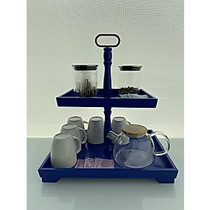 Nimbus Industries LLC Royal Blue Rectangular Two-Tiered Tray with Handle