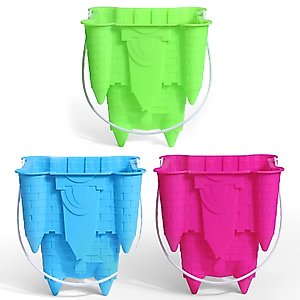 LNCOJOLM Castle Beach Bucket Toys for Kids, Sand Pails Sandbox Kit Sand Toy, Beach Party Travel Camping Fishing Garden Tools Summer Fun, Birthday Gift for Boy Girl Children