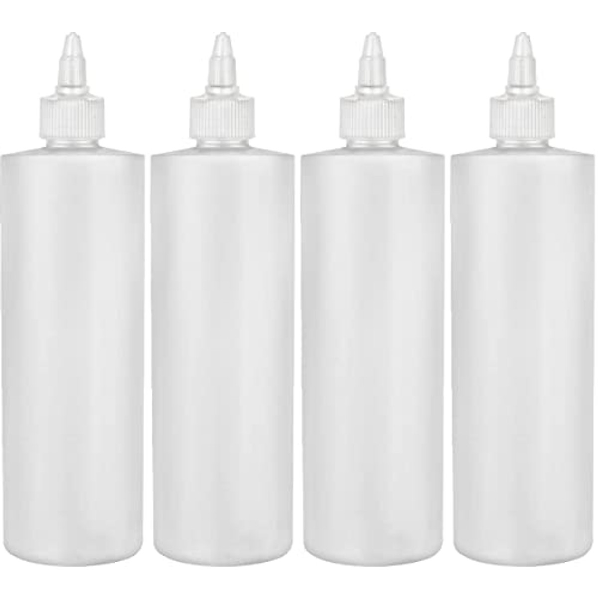 BRIGHTFROM Condiment Squeeze Bottles, 16 OZ Empty Squirt Bottle with Twist Top Cap, Leak Proof - Great for Ketchup, Mustard, Syrup, Sauces, Dressing, Oil, Arts and Crafts, BPA FREE Plastic - 4 PACK
