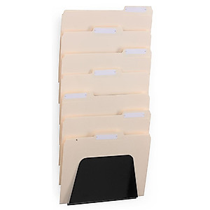 Set of 2 - Folder Wall Rack, 7 Pockets, Letter/Legal Size, Office Filing Organizer (Black)