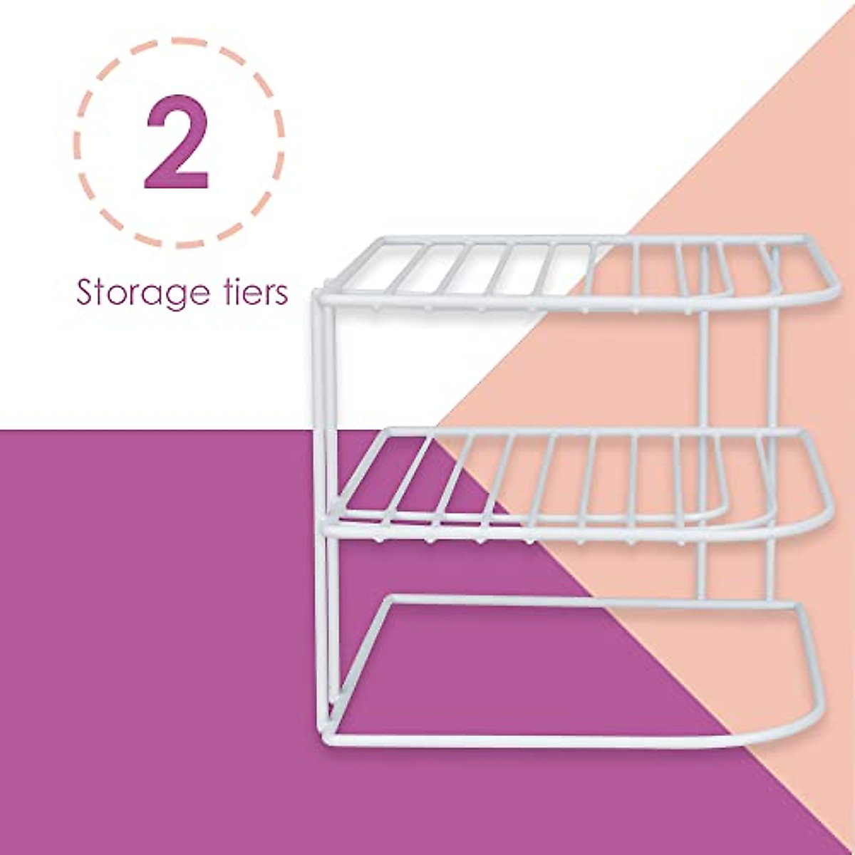 Home Basics 3-Tier Kitchen Corner Counter Shelf and Cabinet Organizer Heavy Duty Wire Shelf in White