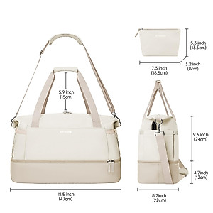 ETRONIK Gym Bag for Women, Travel Duffel Bag with USB Charging Port, Weekender Overnight Bag with Wet Pocket and Shoes Compartment for Women, Travel, Gym, Yoga (Khaki)