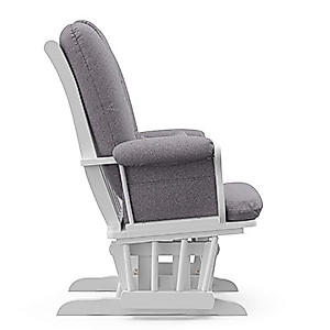 Storkcraft Tuscany Custom Glider and Ottoman with Free Lumbar Pillow (White/Slate Gray Swirl) - Cleanable Upholstered Comfort Rocking Nursery Chair with Ottoman