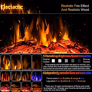 Electactic 24Inch Electric Fireplace Stove , Free-Standing Infrared Fireplace Stove, Controllable 3D Flame, 4 Variable Flame&Log Colors, 1500w, 5100BTU, Black (S230B-BLACK), 23.5"L X 10.7"W X 24.3"H