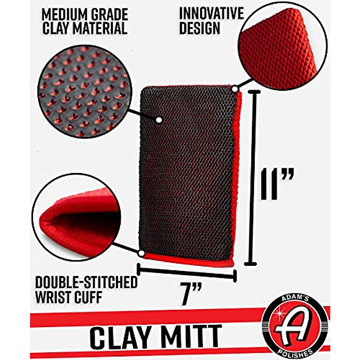 Adam's Clay Mitt (2 Pack) - Medium Grade Clay Bar Infused Mitt | Car Detailing Glove Quickly Removes Debris from Your Paint, Glass, Wheels, & More