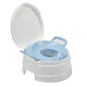 Primo 4-in-1 Complete Toilet Trainer & Step Stool, with Blue Seat, White