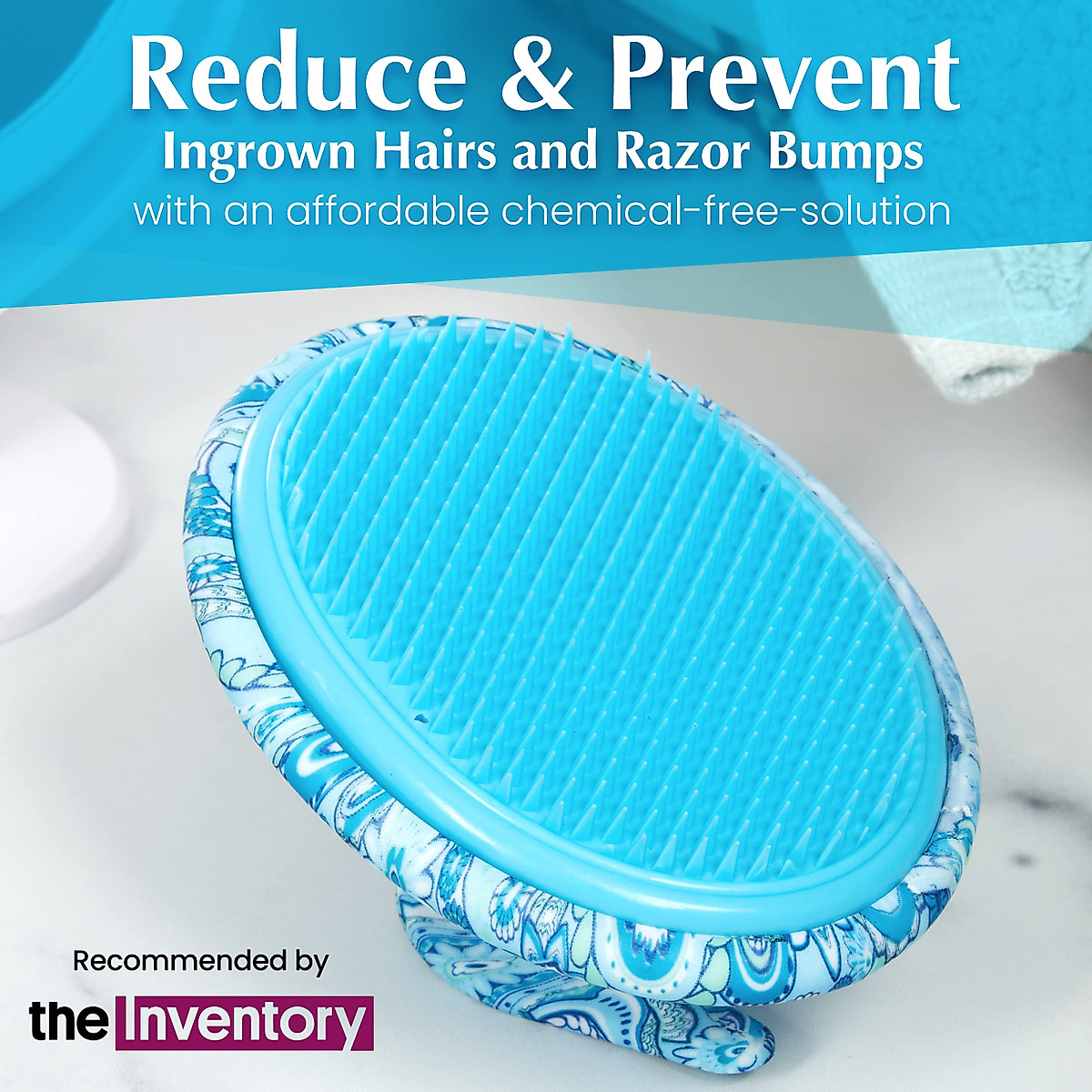 Dylonic Exfoliating Body Scrub Razor Bump Brush + Ingrown Hairs Treatment - Skin Exfoliator for Body Shaving Irritation, Strawberry Legs, Armpit, Bikini Line - Body Exfoliator Scrubber Loofah 1pk Blue