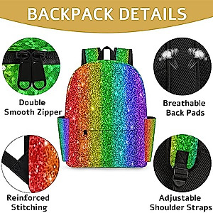Bardic Backpack for Kids Kindergarten Boys Girls Backpack Metal Double Zipper Lightweight School Bookbag Travel Backpack - Rainbow Glitter Star