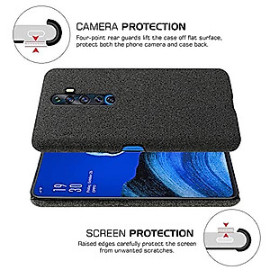 Grandcase Oppo Reno2 Z Case,Ultra-Thin Felt Cloth Anti-Fingerprint Shock Absorber Protective Cover for Oppo Reno2 Z/F 6.53" -Black
