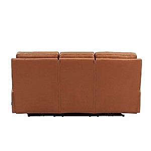Hydeline Venice Zero Gravity Power Recline and Headrest Top Grain Leather Sofa Couch with Hidden Cup Holder, 86", Nutmeg Brown, Memory Foam, Pocket Coils and Control Panel