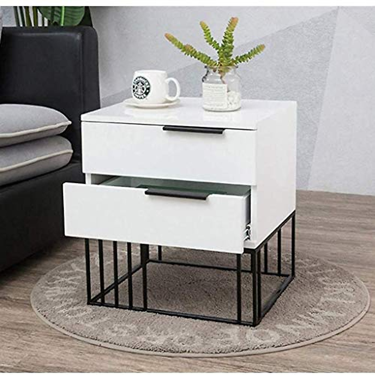 CXDTBH Metal Frame Wood Rectangle Side Accent Living Room Storage Shelf End Table (Color : D)