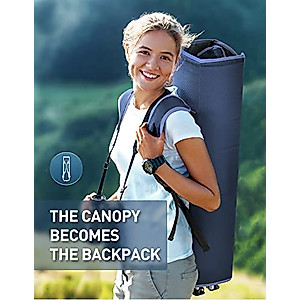 Docusvect Canopy Chair with Fan, Folding Chair with Retractable UPF 50+ Shade Canopy, Cup Holder, Side Pocket for Camping, Beach, Tailgates and Fishing - Support 330 LBS