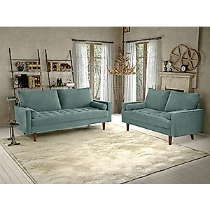 Meeyar Couches for Living Room 58'' Small Couch for Small Spaces Loveseat Small Couch for Bedroom Comfy Sofas for Living Room,Office,and Apartment,Aqua