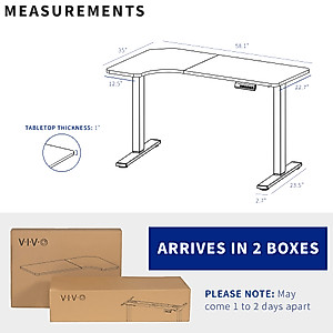 VIVO Electric Dual Motor Height Adjustable 58 x 35 inch Stand Up Desk, Black Reversible Corner Table Top, Black Frame, Standing Workstation with Memory Controller, DESK-KIT-E2RB