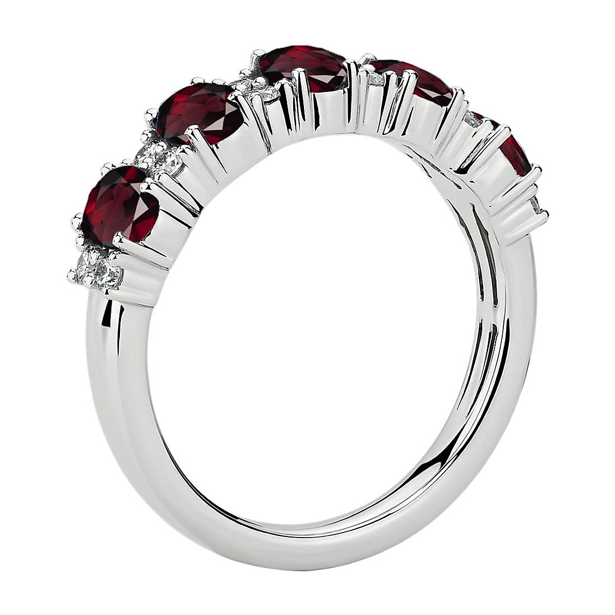 Jewelrygift 925 Sterling-Silver Eternity Band Ring Natural Garnet Gtone Beautiful Chakra Healing Birthstone Western Design Bridal Wedding Jewelry for Women Ring Size : 8