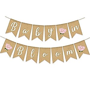 Gankbite Baby In Bloom Burlap Banner Flower Baby Shower Decoration Rustic Plant Sweet Girl Pink Floral Theme Party Supplies