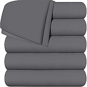 Utopia Bedding Flat Sheets - Pack of 6 - Soft Brushed Microfiber Fabric - Shrinkage & Fade Resistant Top Sheets - Easy Care (Twin XL, Grey)