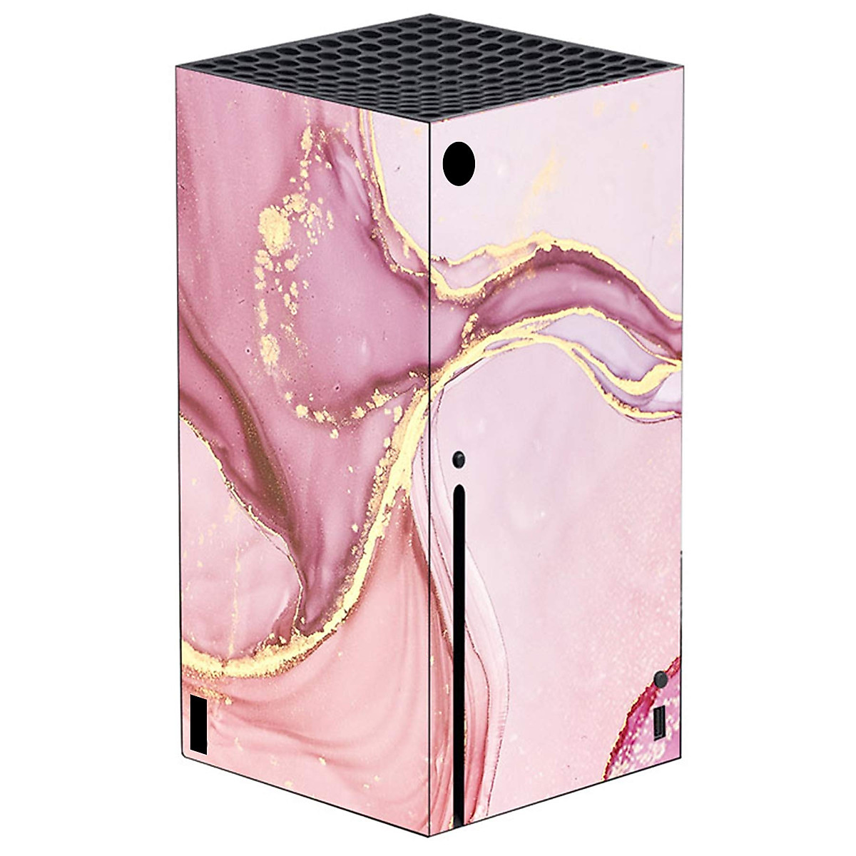 PlayVital Cosmic Pink Gold Marble Effect Custom Vinyl Skins for Xbox Series X, Wrap Decal Cover Stickers for Xbox Series X Console Controller