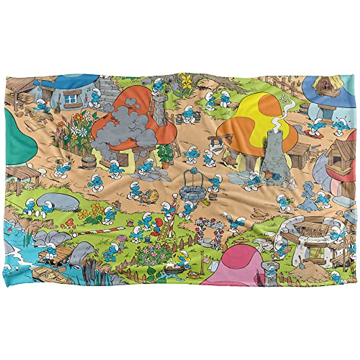 The Smurfs Blanket, 36"x58" Smurf Village Silky Touch Super Soft Throw Blanket