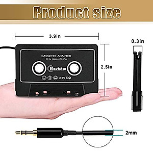 Reshow Cassette to Aux Adapter with Stereo Audio, Premium Car Audio Cassette Adapter with 3.5mm Headphone Jack