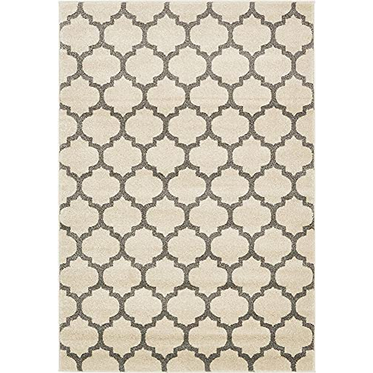 Unique Loom Trellis Collection Modern Morroccan Inspired with Lattice Design Area Rug, Rectangular 4' 1" x 6' 1", Beige and Gray/Gray