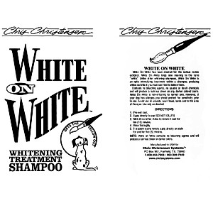 Chris Christensen White on White Whitening Treatment Dog Shampoo, Groom Like a Professional, Brightens White, Safely Removes Yellow & Other Stains, All Coat Types, Made in USA, 1 gal.