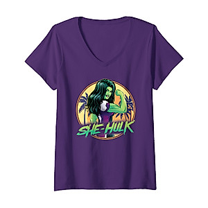 Womens Marvel Studios She-Hulk Disney Plus Flex V-Neck T-Shirt