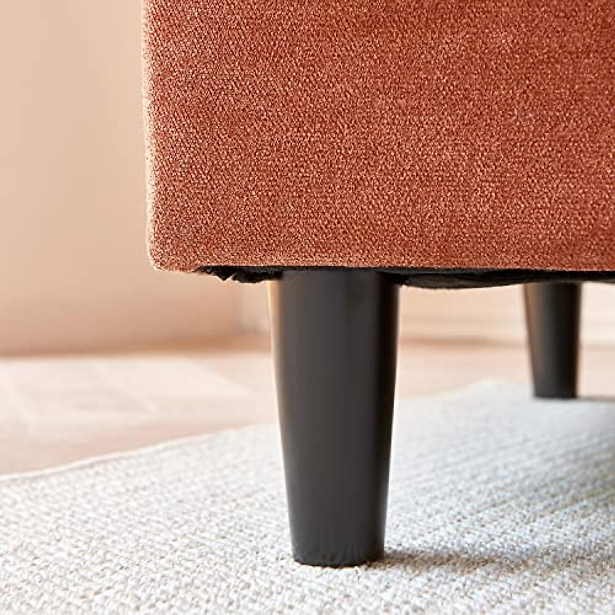 Seegool Corner Sectional Couch for Living Room, Right Hand Facing Curved Sofa Polyester Fabric Wood Frame with Wood Legs for Bedroom, Office, Apartment, Orange