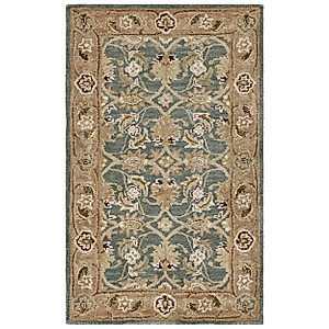 SAFAVIEH Anatolia Collection Area Rug - 6' x 9', Teal Blue & Taupe, Handmade Traditional Oriental Wool, Ideal for High Traffic Areas in Living Room, Bedroom (AN549B)
