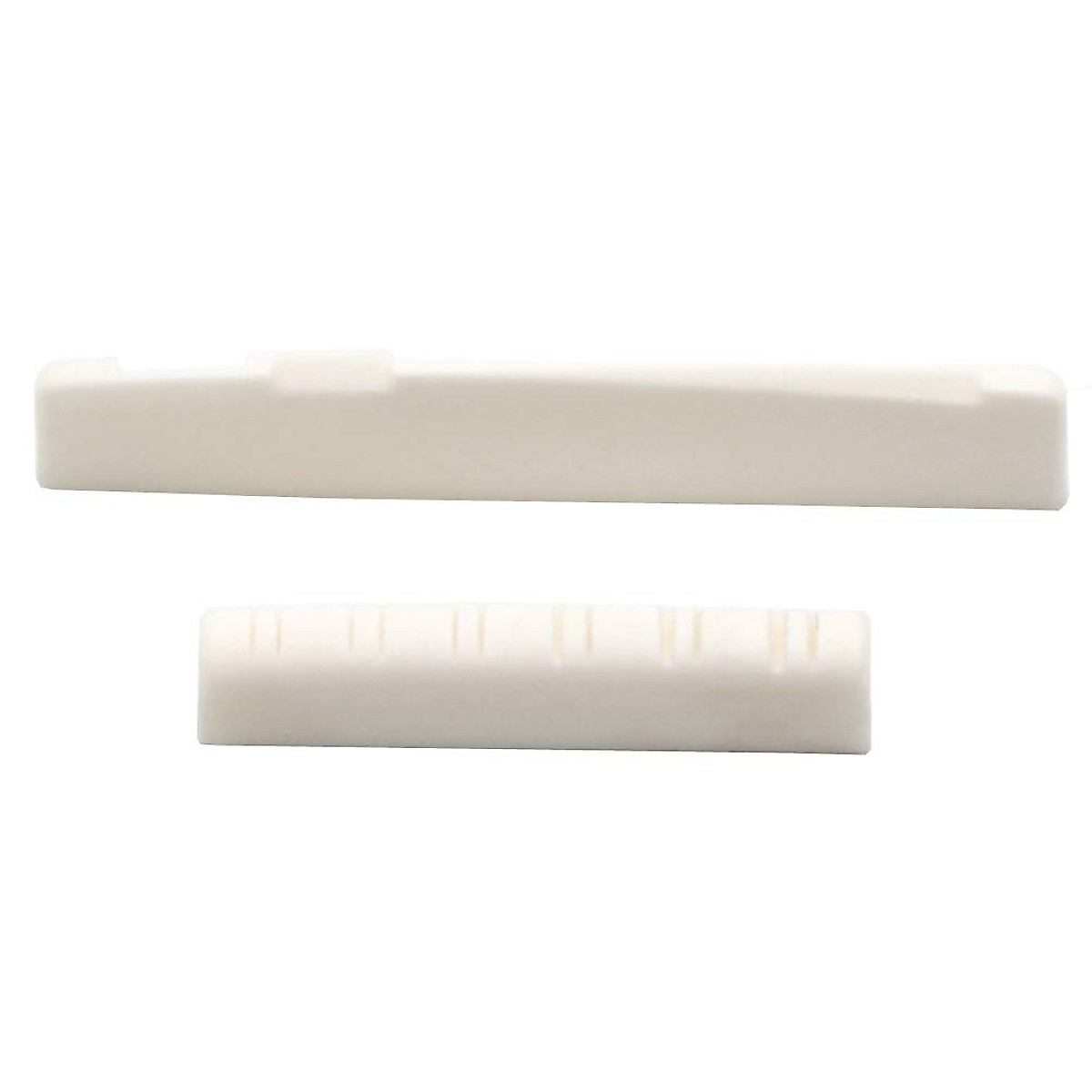 DISENS 12 String Guitar Saddle and Nut Slotted Real Bone Neck Nuts, Acoustic Guitar Bridge Parts Replacement & Accessories