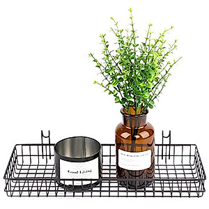 Kaforise Hanging Basket for Wire Wall Grid Panel, Multi-Function Wall Storage and Display Basket, Large Size, Black Painted