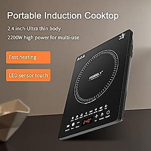 Portable Induction Cooktop, Countertop Burner with Multi-Function, 2200w Electric Stove with Easy Clean Glass, 8 Modes Sensor Touch Cooker