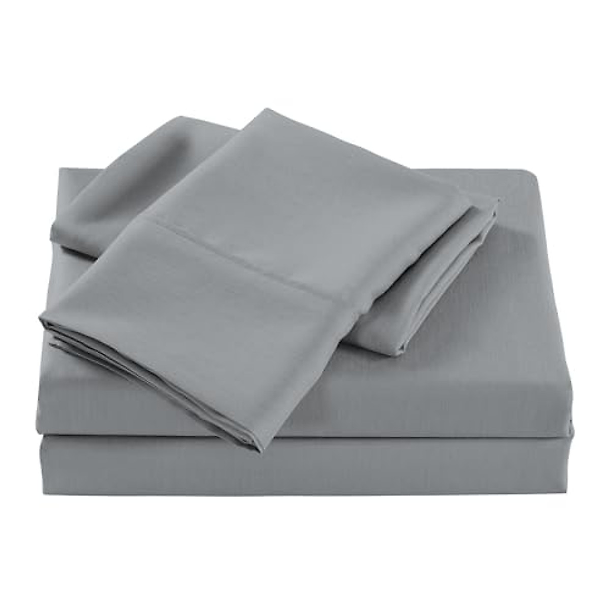 100% Egyptian Cotton Queen Sheet Set - 1000 Thread Count Soft Silver Queen Size Bed - Luxury Sateen Weave Deep Pocket Sheets - Breathable - Soft & Silky - Egyptian Cotton Sheets (Queen, Soft Silver)