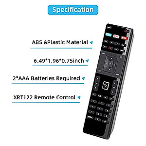 UNOCAR Replacement Remote for Vizio Smart TV Remote XRT-122 and Vizio Smart TV 4K UHD HDR HDTV SmartCast Internet Vizio D E Series LED LCD 24 28 32 39 40 43 48 50 55 58 60 65 70 inch TV Netflix XUMO