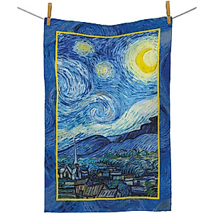 RainCaper Van Gogh Starry Night Tea Towels Kitchen Towels, 18 x 28 Inches, 1 CT | 100% Cotton Super Soft and Absorbent Dish Towels