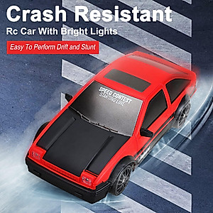 Remote Control Car RC Drift Car 2.4GHz 1:24 Scale 4WD High Speed RC Cars Vehicle with LED Lights Batteries and Drifting Tires Racing Sport Toy Cars for Adults Boys Girls Kids Gift