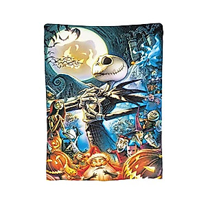 Halloween Blanket The Nightmare Before Christmas Blanket Super Soft Throw Blanket Light Weight Plush Flannel Blankets Living Room Sofa Beding for Kids Adults for All Season 50x60 Inch
