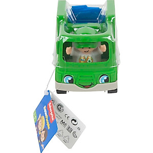 Fisher-Price Little People Recycle Truck, push-along vehicle with figure and play accessory for toddlers and preschool kids ages 1-5 years