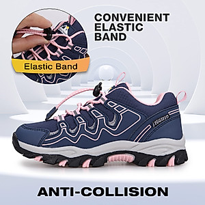 Eggseed Girls Kids Hiking Trail Shoes Waterproof Slip Resistant Outdoor Trekking Walking Running Sneakers,Purple Pink,2 US Little Kid