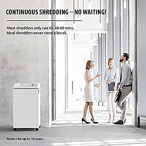 ideal. 2604 Cross-Cut Centralized Office Shredder with Automatic Oiler, Continuous Operation, 23 to 25 Sheet Feed Capacity, 26 gal Bin, Shred Staples/Paper Clips/Credit Cards/CDs/DVDs, P-4 Security