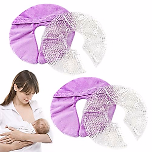 Breast Therapy Ice Pack, Breastfeeding Gel Pad, Nursing Pain Relief for Mastitis, Nipple Pain Relief Breastfeeding, plugged ducts, Lactation Pain, Engorgement and Mastitis (Purple)