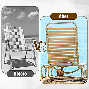 2" Wide Vinyl Straps for Patio Chairs Repair, COITEK 20FT Long Patio Garden Furniture Replacement Straps+ 40 Free Rivets for Outdoor Lawn Furniture Chaise Lounge Repair (Driftwood)