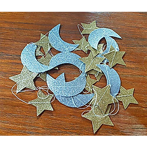 Gold Silver Twinkle Twinkle Little Star Birthday /Baby Shower Decorations Moon and Star Garland Decorations Outer Space Birthday Party Decorations Honey Moon Wedding Engagement